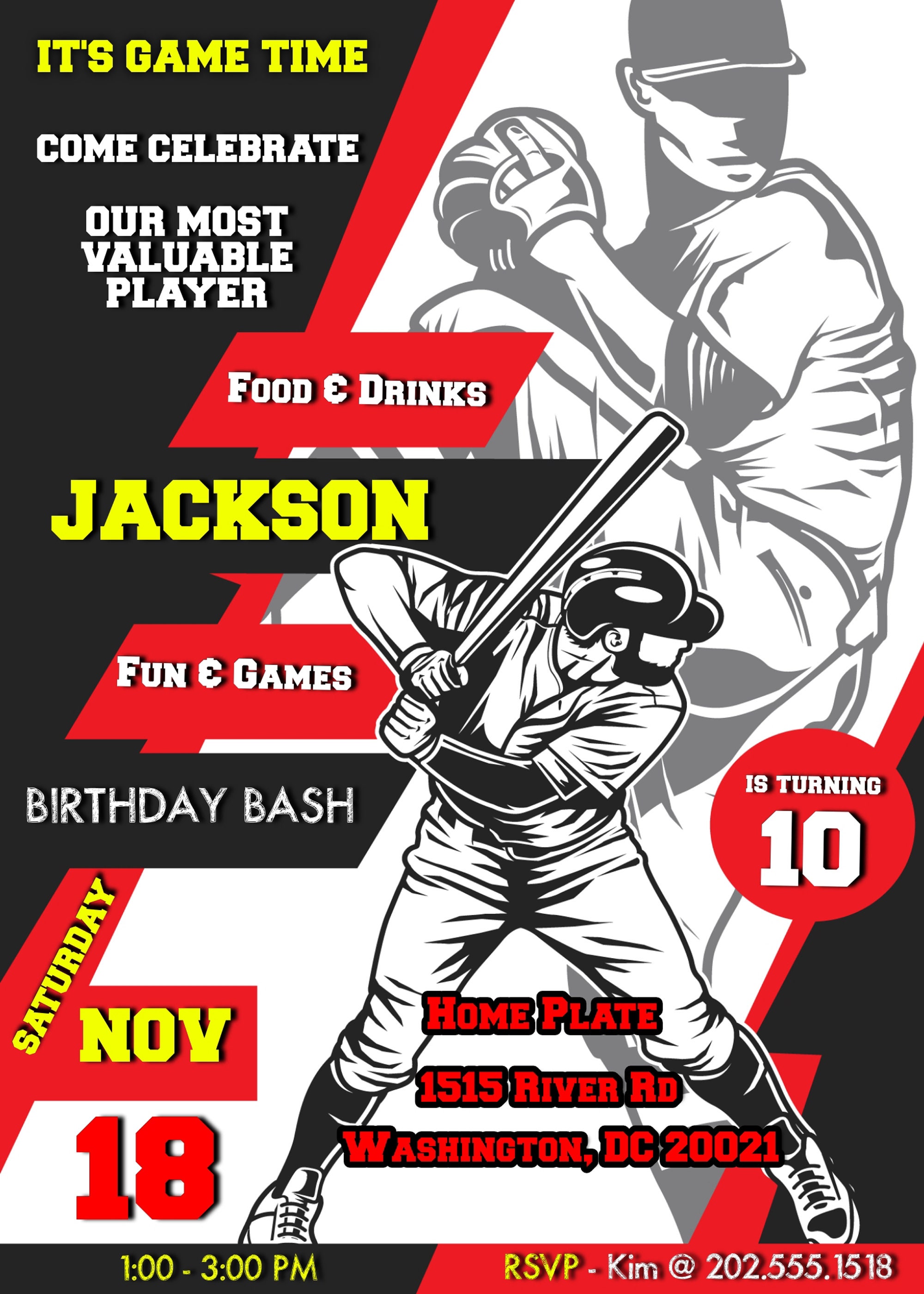 Baseball Theme Party Invitation Customized Birthday Invitation ...