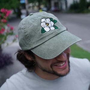 Magnolia Embroidered Hat, Gift, Cap, Birthday Gift, Flower Hat - Etsy