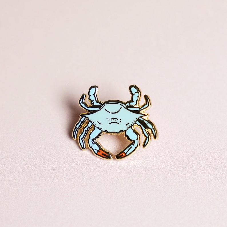 Blue Crab Enamel Pin: Gold Plated Seafood Gift - Etsy