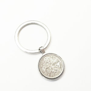UK Lucky Sixpence Key Chain Heirloom Keyring Gifts for Men Birthday ...