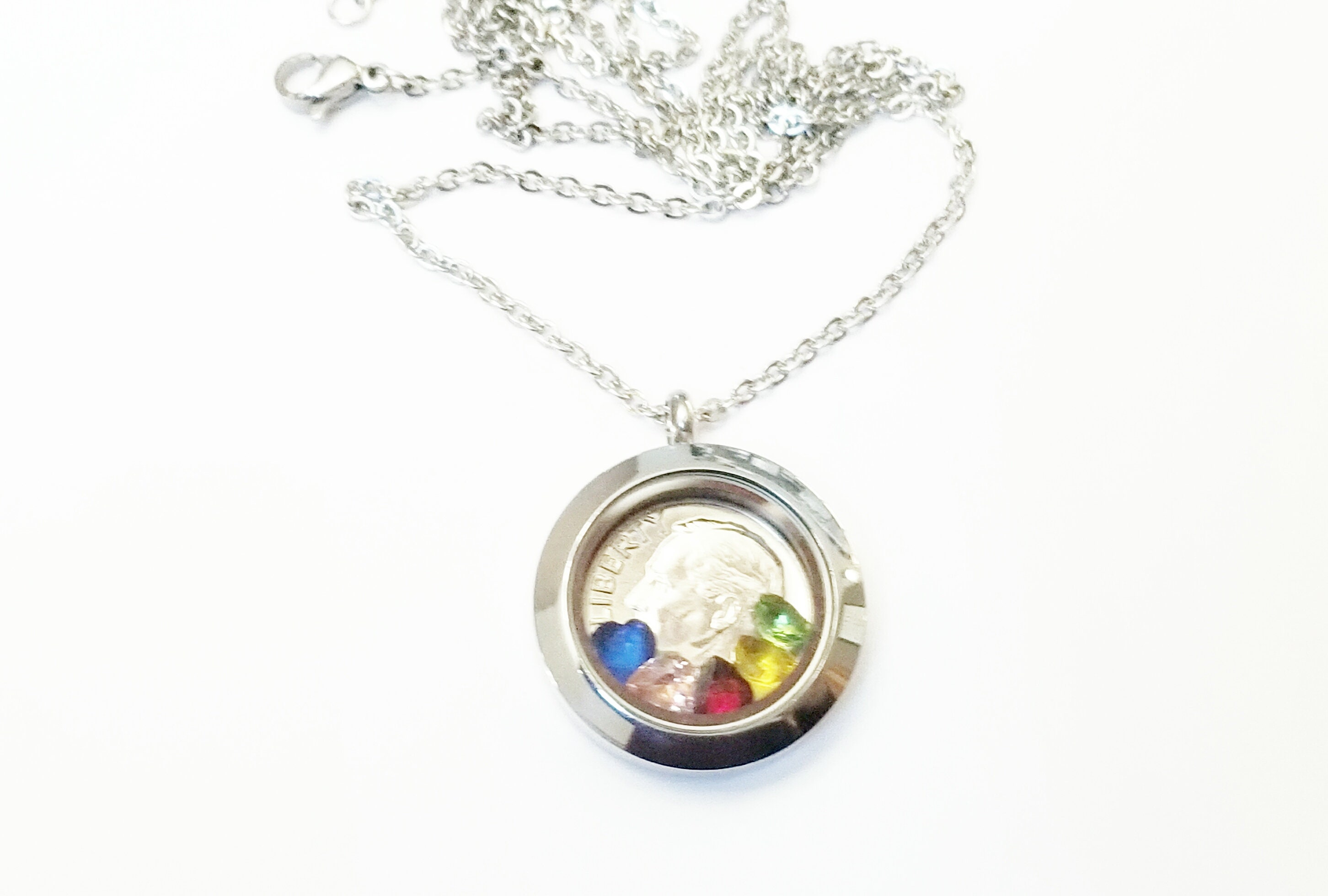 Dime Pendant Necklace, Living Floating Locket, Birthday Gifts for Women ...