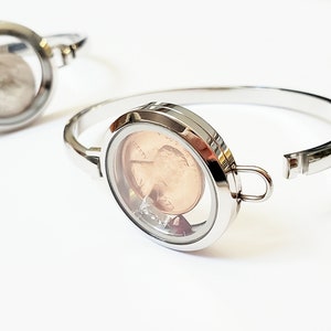 Penny Living Floating Locket Dime Stainless Steel Bracelet Bangle ...