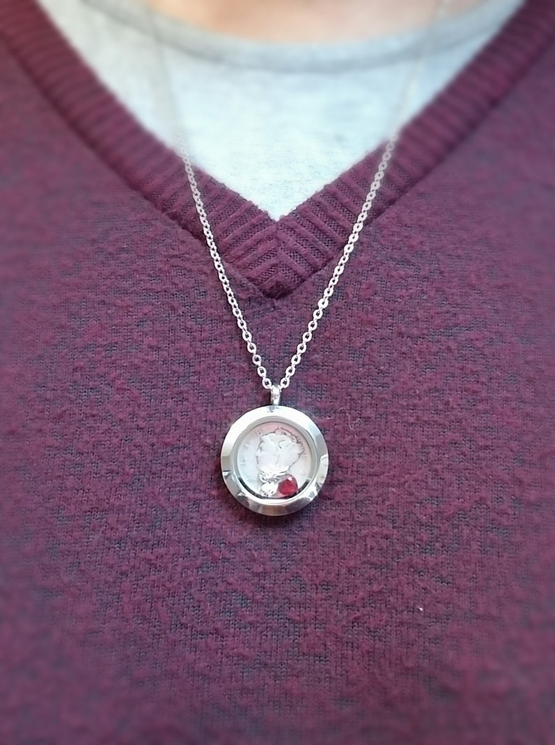 Dime Pendant Necklace, Living Floating Locket, Birthday Gifts for Women ...