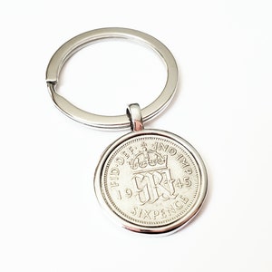 UK Lucky Sixpence Key Chain Heirloom Keyring Gifts for Men Birthday ...