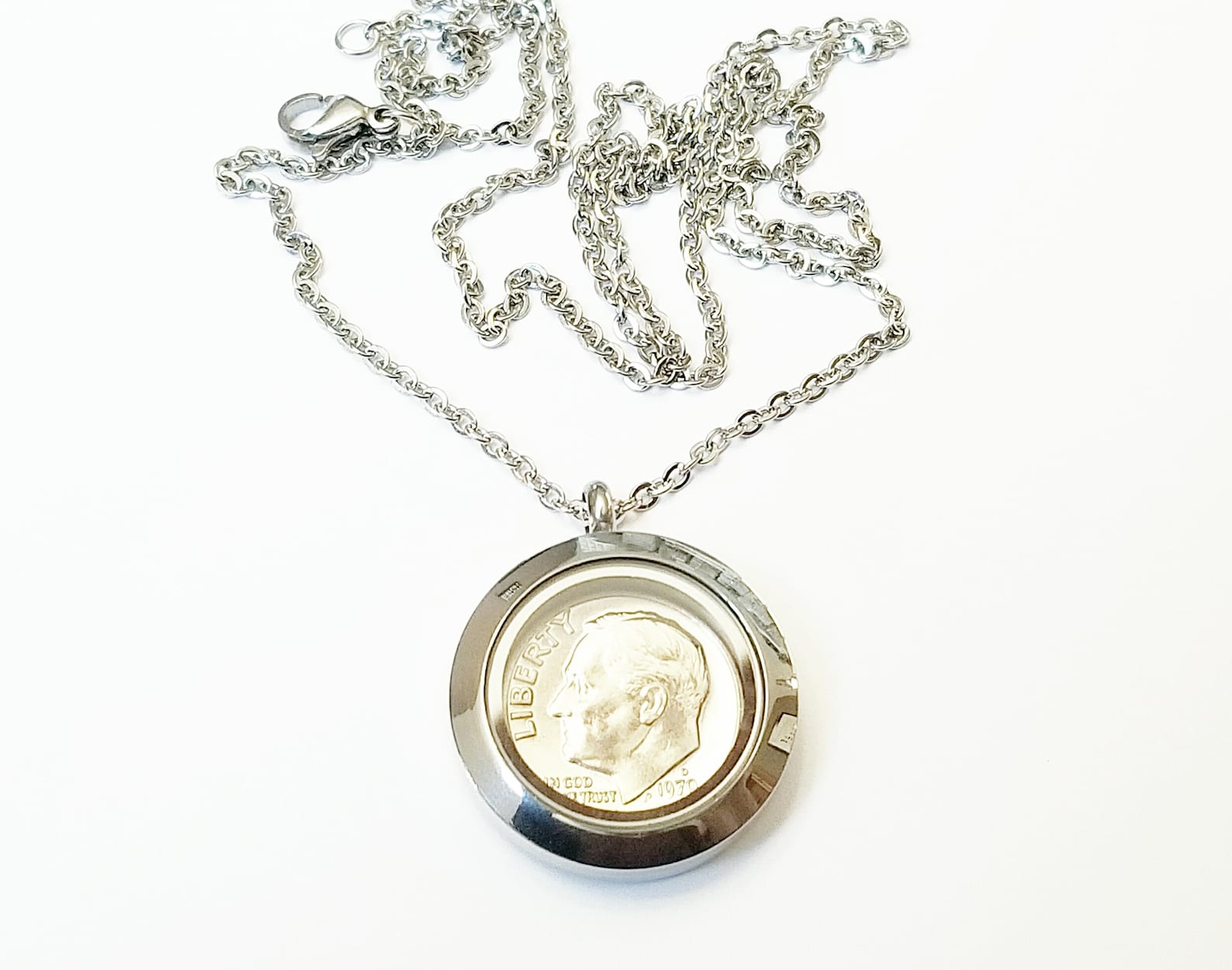 Dime Pendant Necklace, Living Floating Locket, Birthday Gifts for Women ...