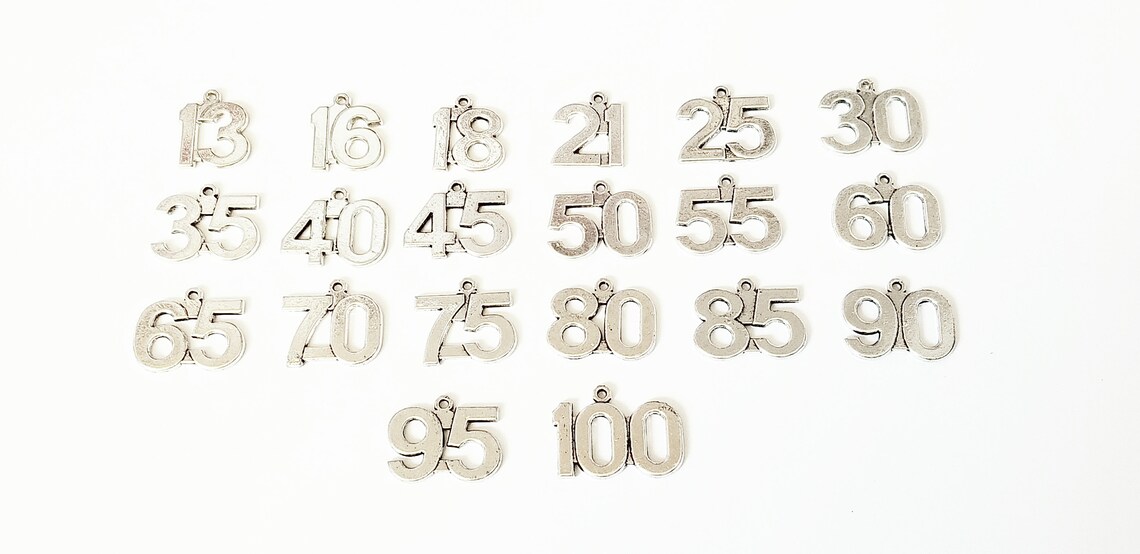 Number Charm 0-51 Numeric Charms Birthday Anniversary Year - 1st 5th ...