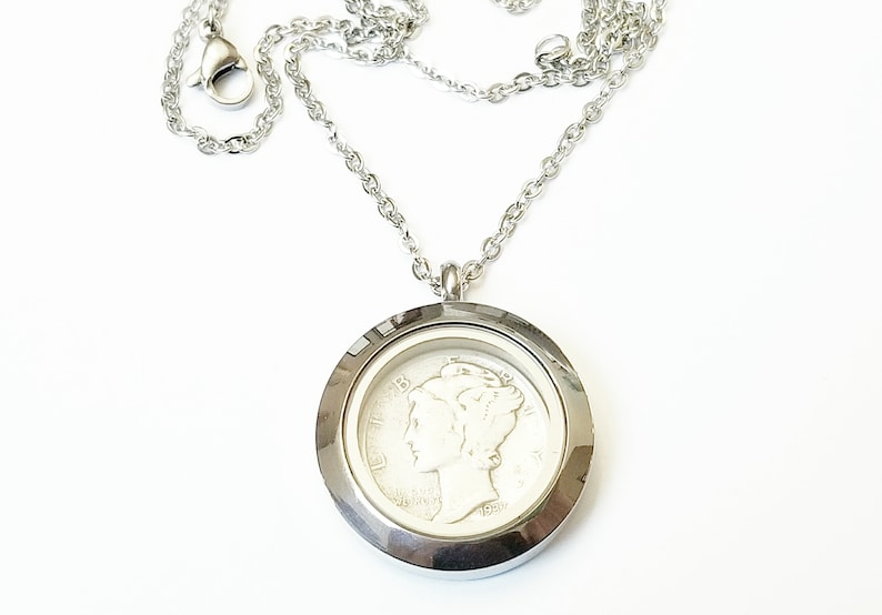Dime Pendant Necklace Living Floating Locket Birthday Gifts - Etsy