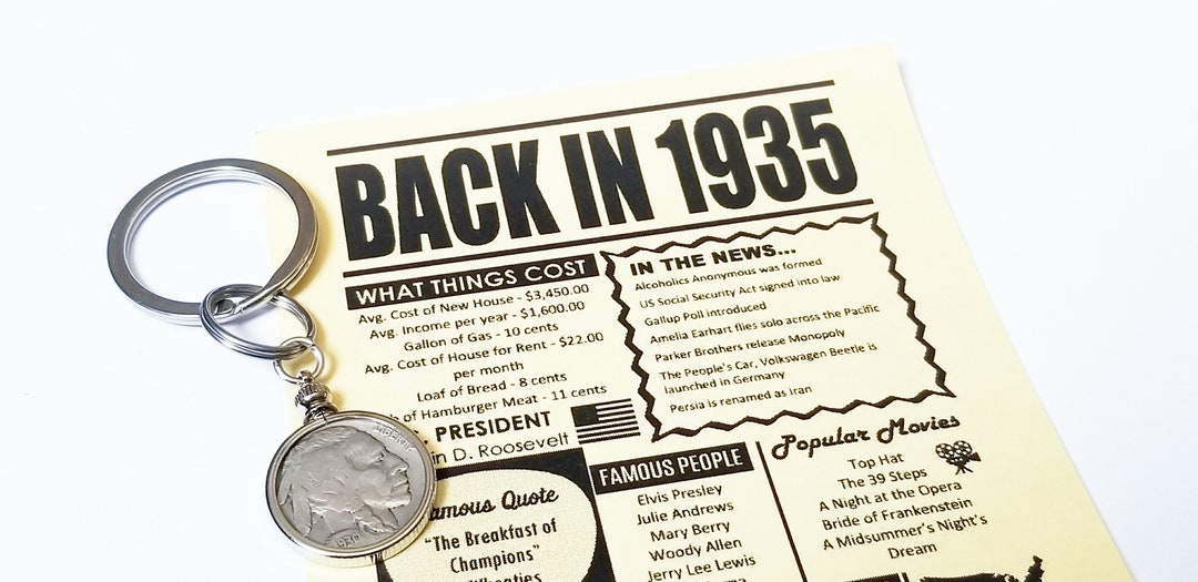 1935 1936 90th Birthday Gifts for Men 1936 Buffalo Nickel Key Chain ...