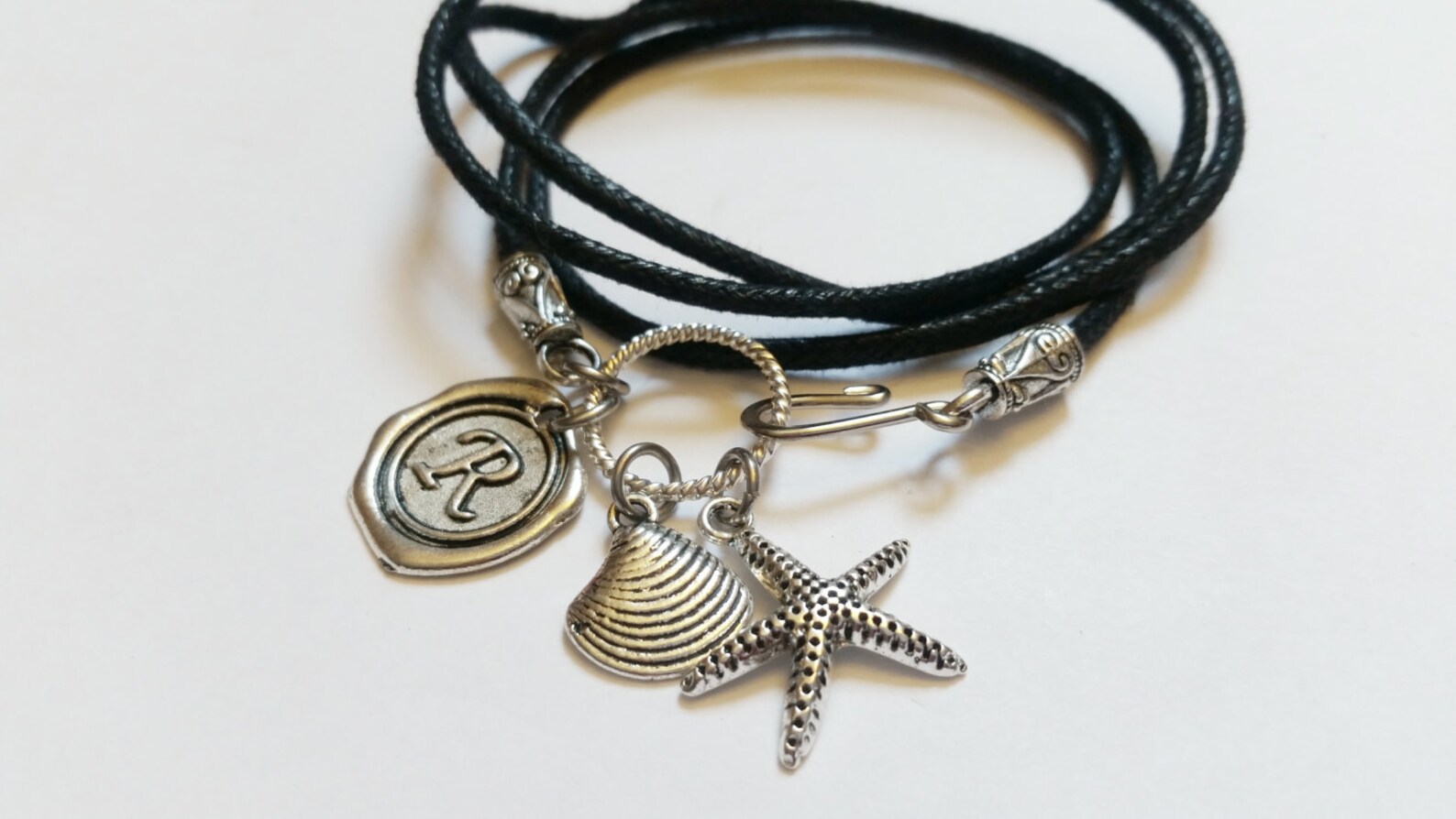 Three Charm Wrap Around Cord Bracelet Charms Birthday Gift | Etsy