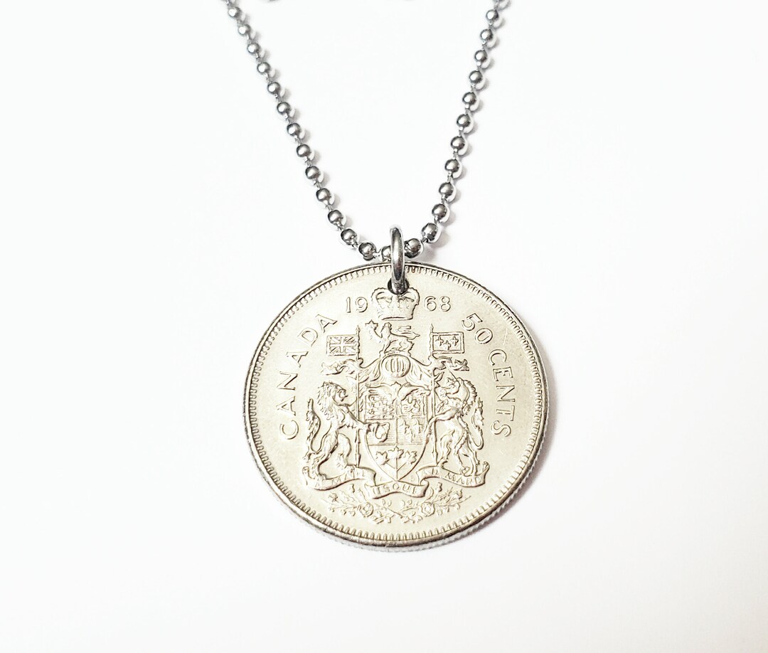 Canada Canadian Coin Pendant Necklace Key Chain 50 Cents Half Dollar ...
