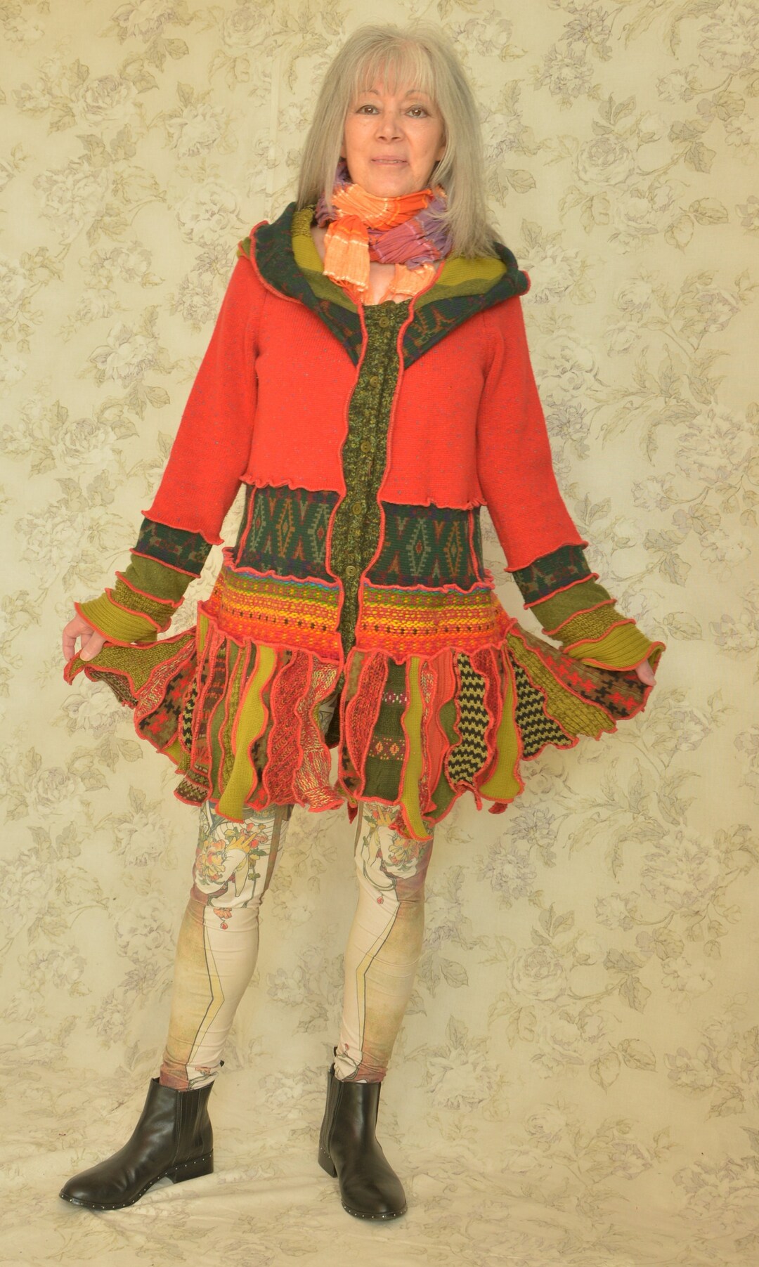 Firebird- Katwise Inspired, Upcycled Sweater Coat, One of a Kind ...