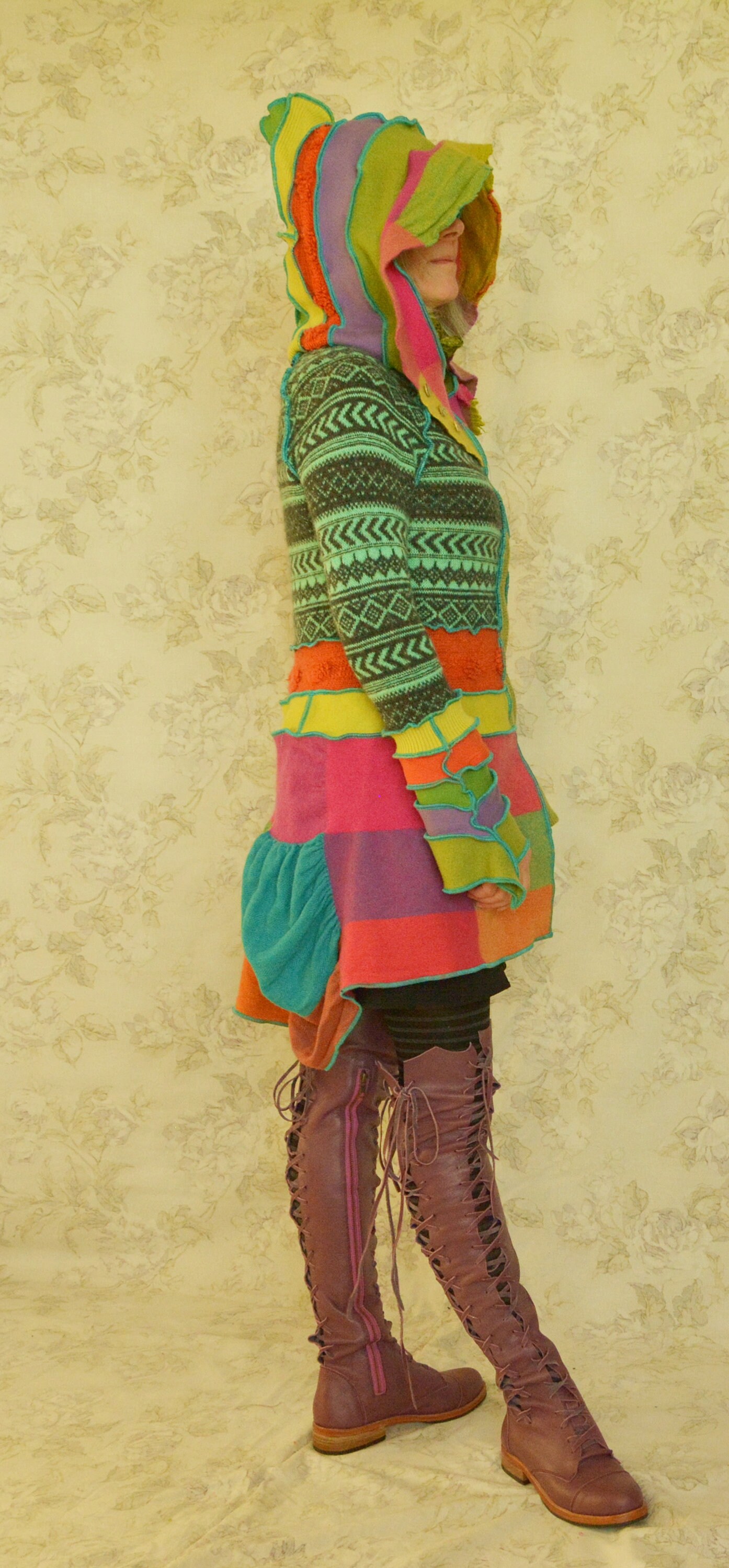 Confetti Upcycled Sweater Coat, Katwise Inspired, One of a Kind, Boho ...