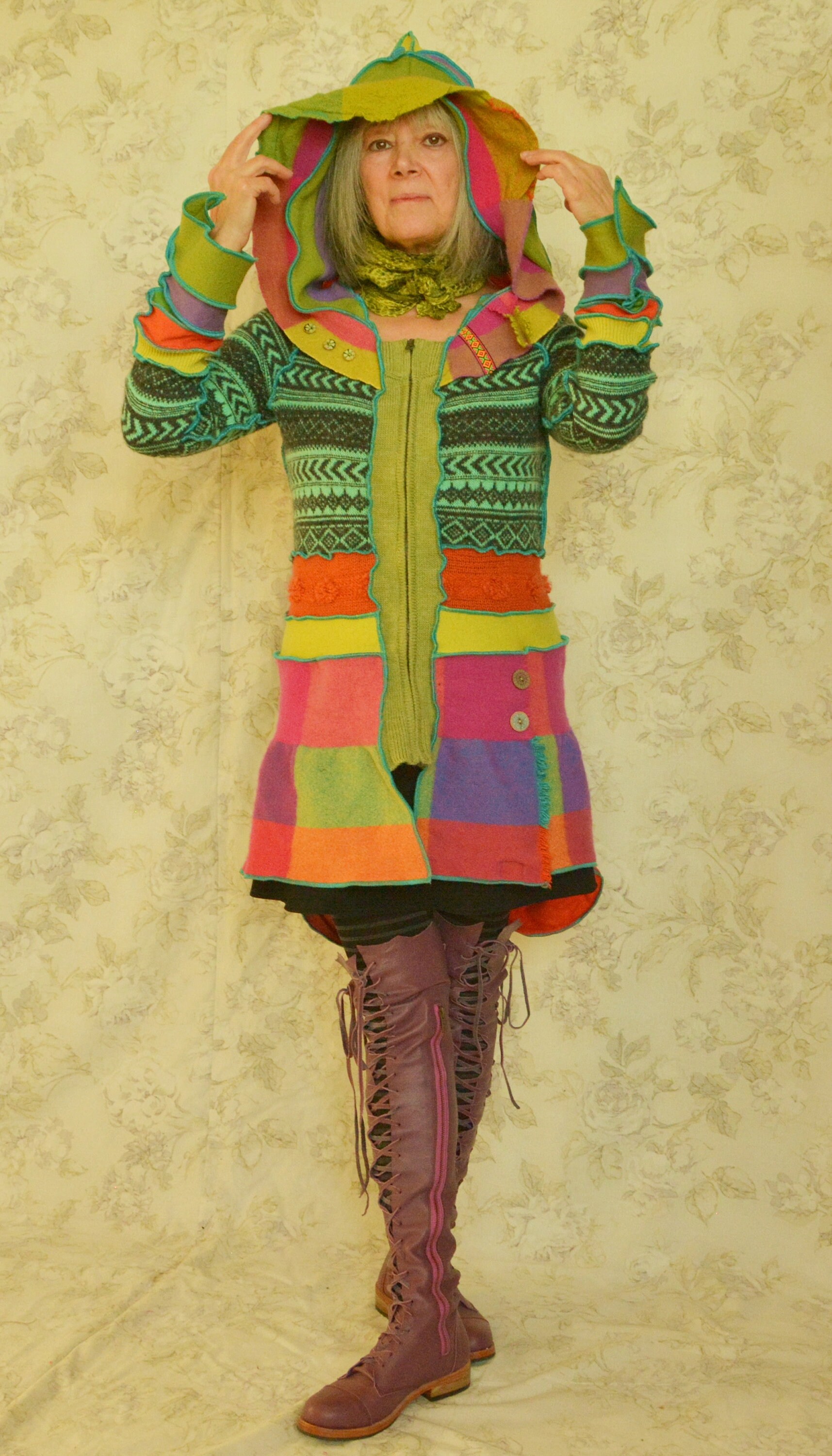 Confetti Upcycled Sweater Coat, Katwise Inspired, One of a Kind, Boho ...