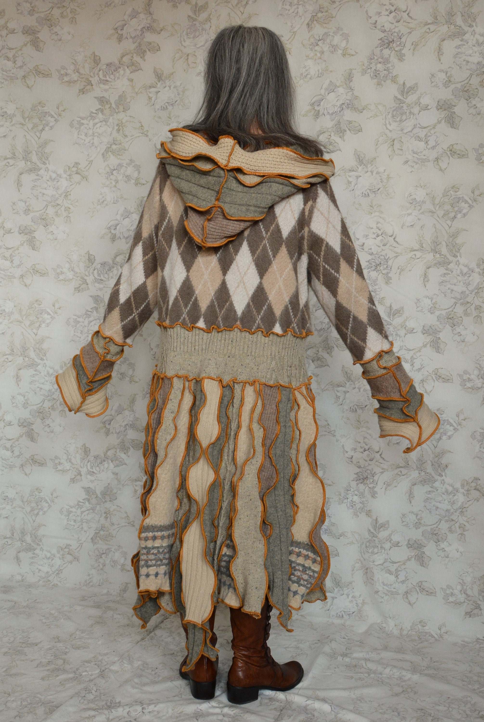 Sagebrush- Katwise Inspired, Upcycled Sweater Coat, Patchwork Coat - Etsy