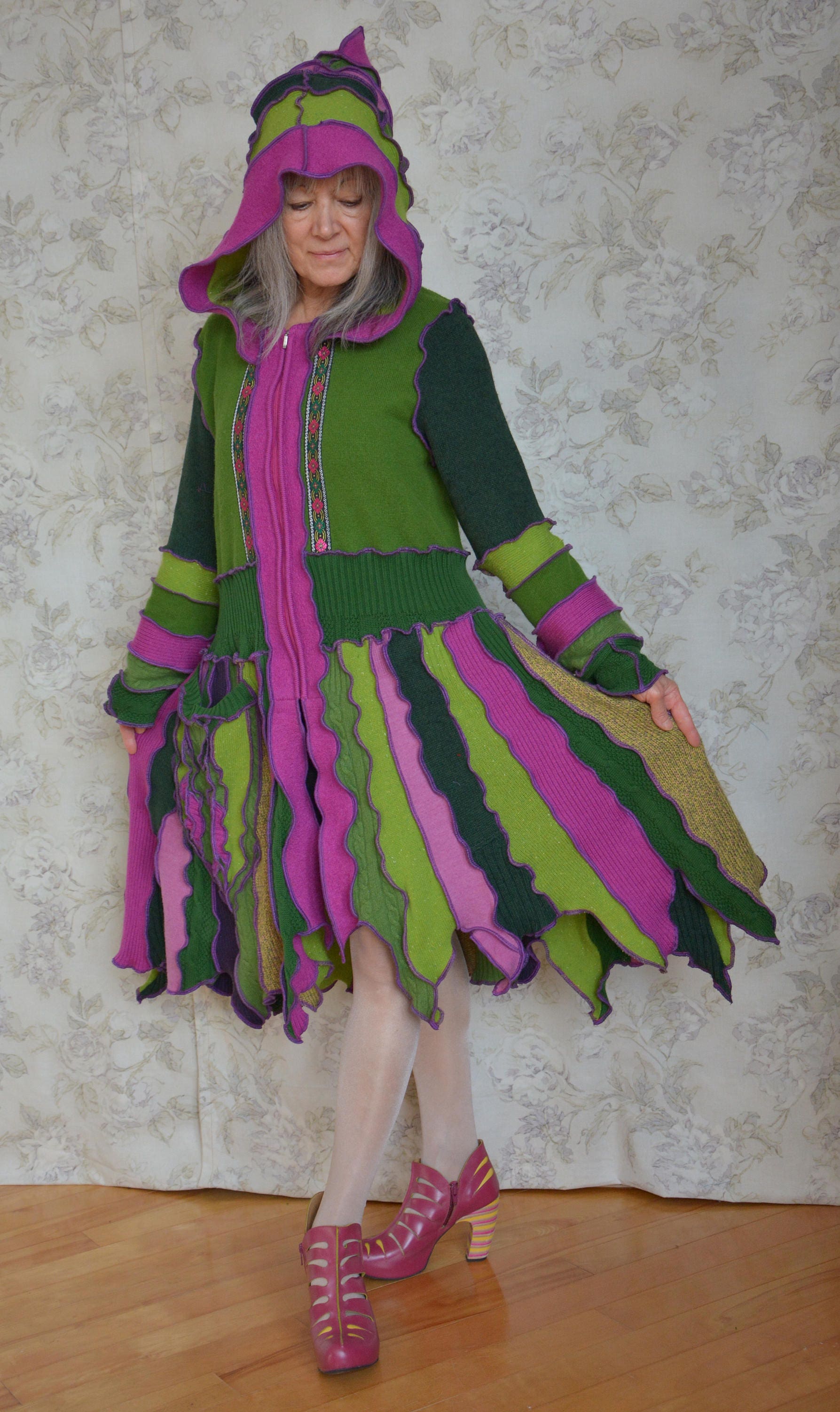 Bougainville, Katwise Inspired Upcycled Sweater Coat, Pixie Coat ...