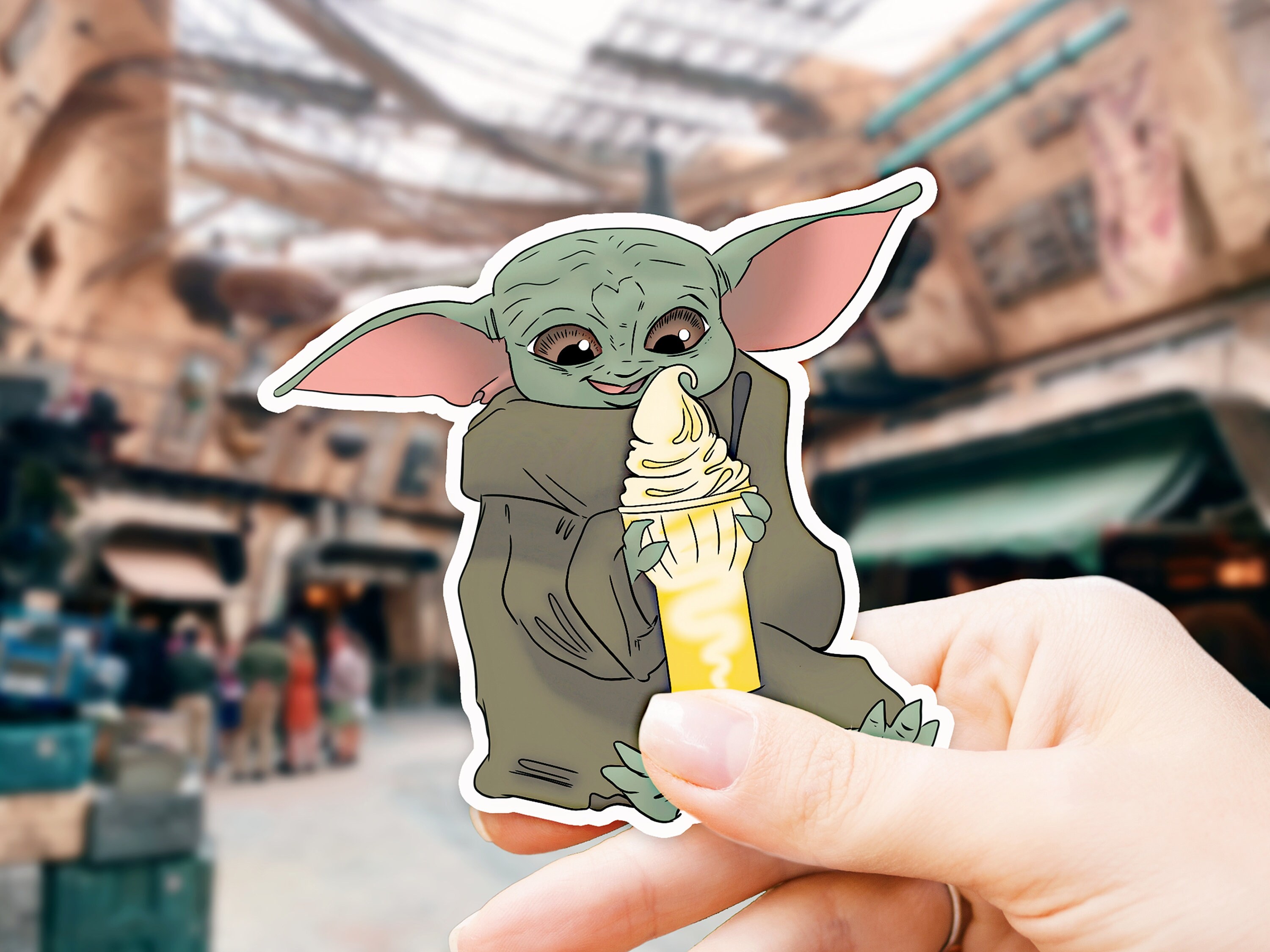 Baby Green Alien with Pineapple Whip Sticker - Etsy.de