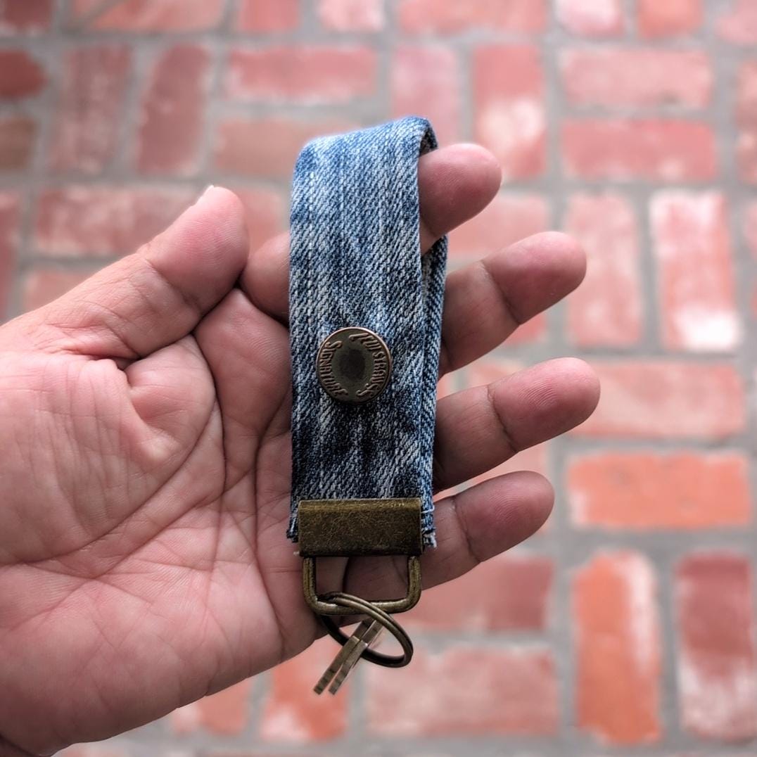 Upcycled Jeans Waistband Key Fob, Denim Accessory, Stocking Stuffer - Etsy