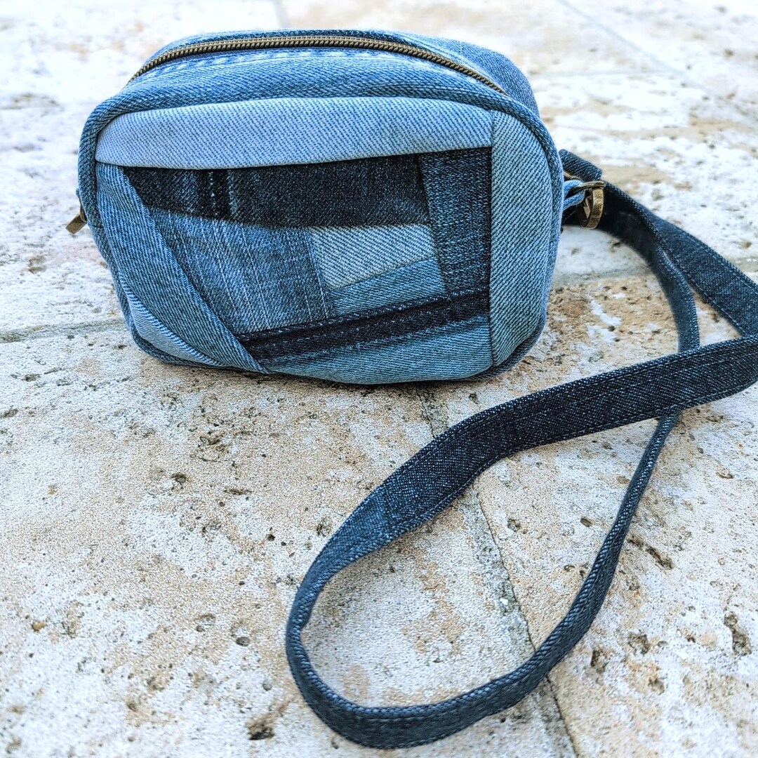 Pieced Jeans Mini Rigby Crossbody, Upcycled Denim Mini Bag, Detachable ...