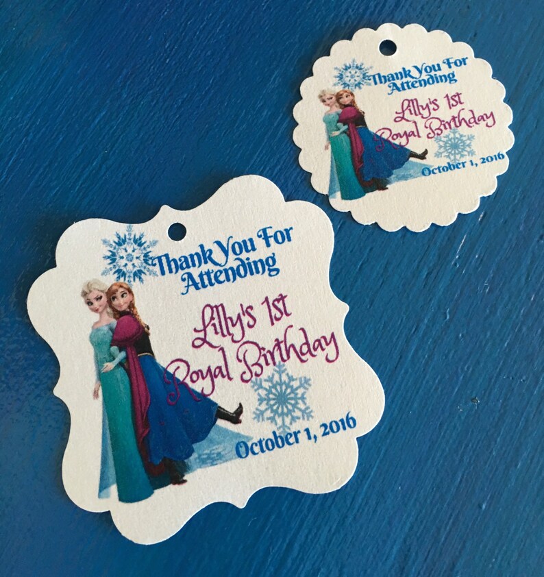 Disney Princesses Royal Birthday Tags Elsa and Anna Disney - Etsy