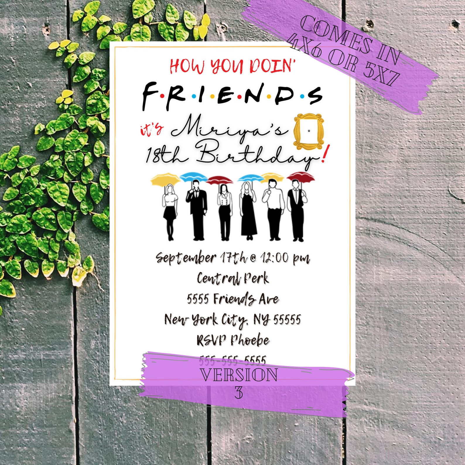 Friends Tv Show Inspired Digital Invitation Monica Chandler | Etsy