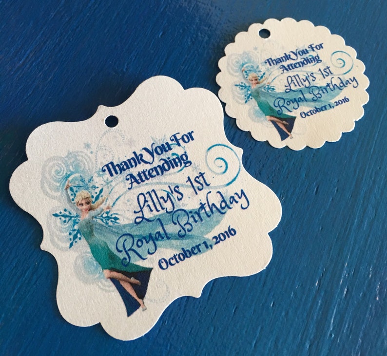 Disney Princesses Royal Birthday Tags Elsa and Anna Disney - Etsy