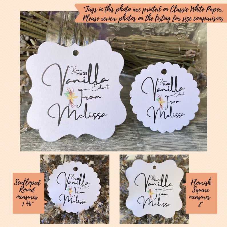 Homemade Vanilla Extract Homemade Holiday Gift Tag Vanilla Flower Gift ...