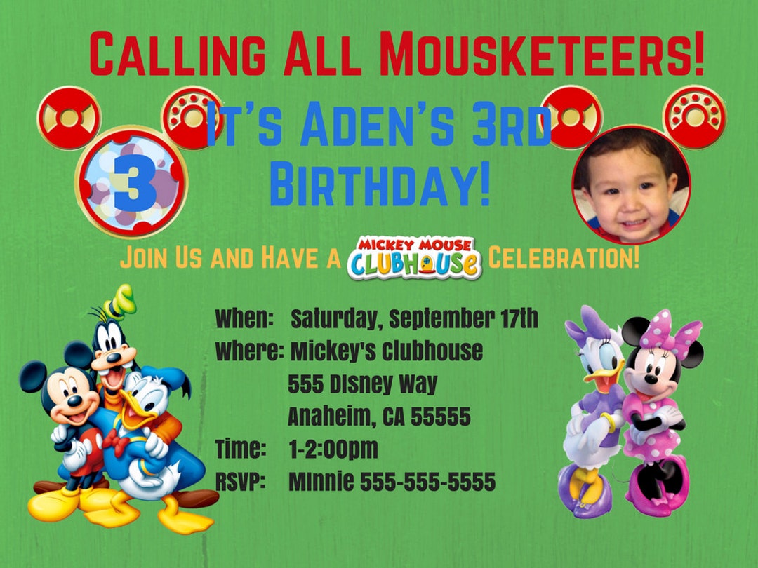 Mickey Mouse Clubhouse Birthday Invitation Boy/girl, Print-at-home ...