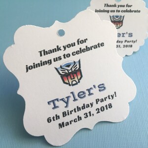 Transformers Favor Tags, Birthday Party Favors, Transformers Birthday ...