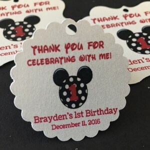 Mickey Mouse Birthday Favor Tags, Minnie Mouse Birthday Favors, Minnie ...