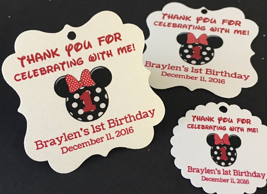 Mickey Mouse Birthday Favor Tags, Minnie Mouse Birthday Favors, Minnie ...