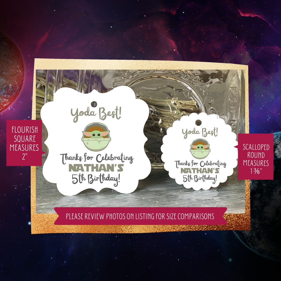 Yoda Best Birthday Baby Shower Thank You Tag Party Favors Yoda Theme ...