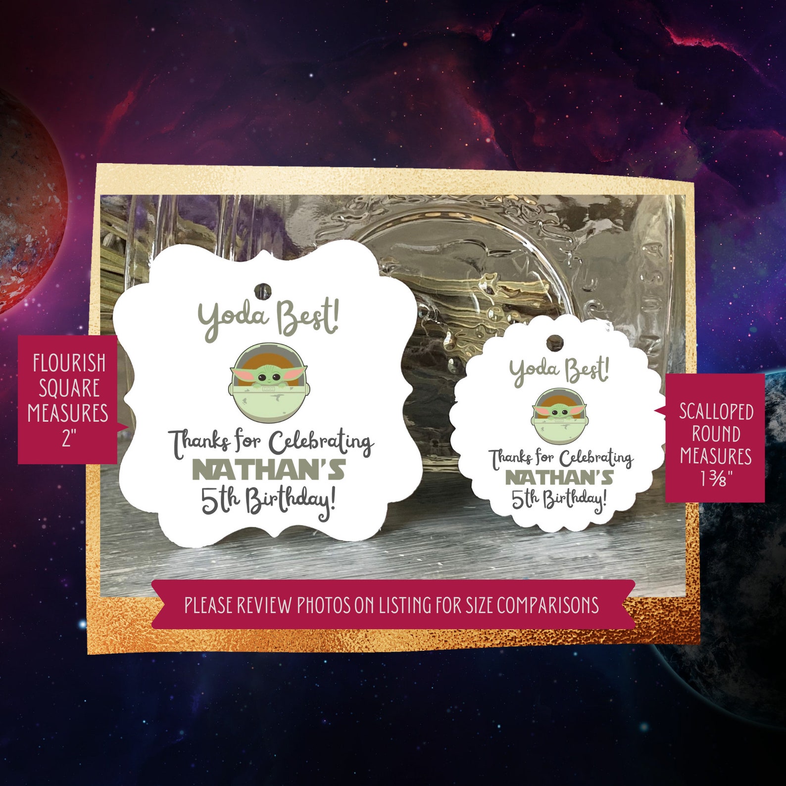 Yoda Best Birthday Baby Shower Thank You Tag Party Favors Yoda Theme ...