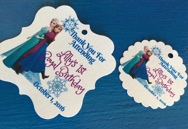Disney Princesses Royal Birthday Tags Elsa and Anna Disney - Etsy