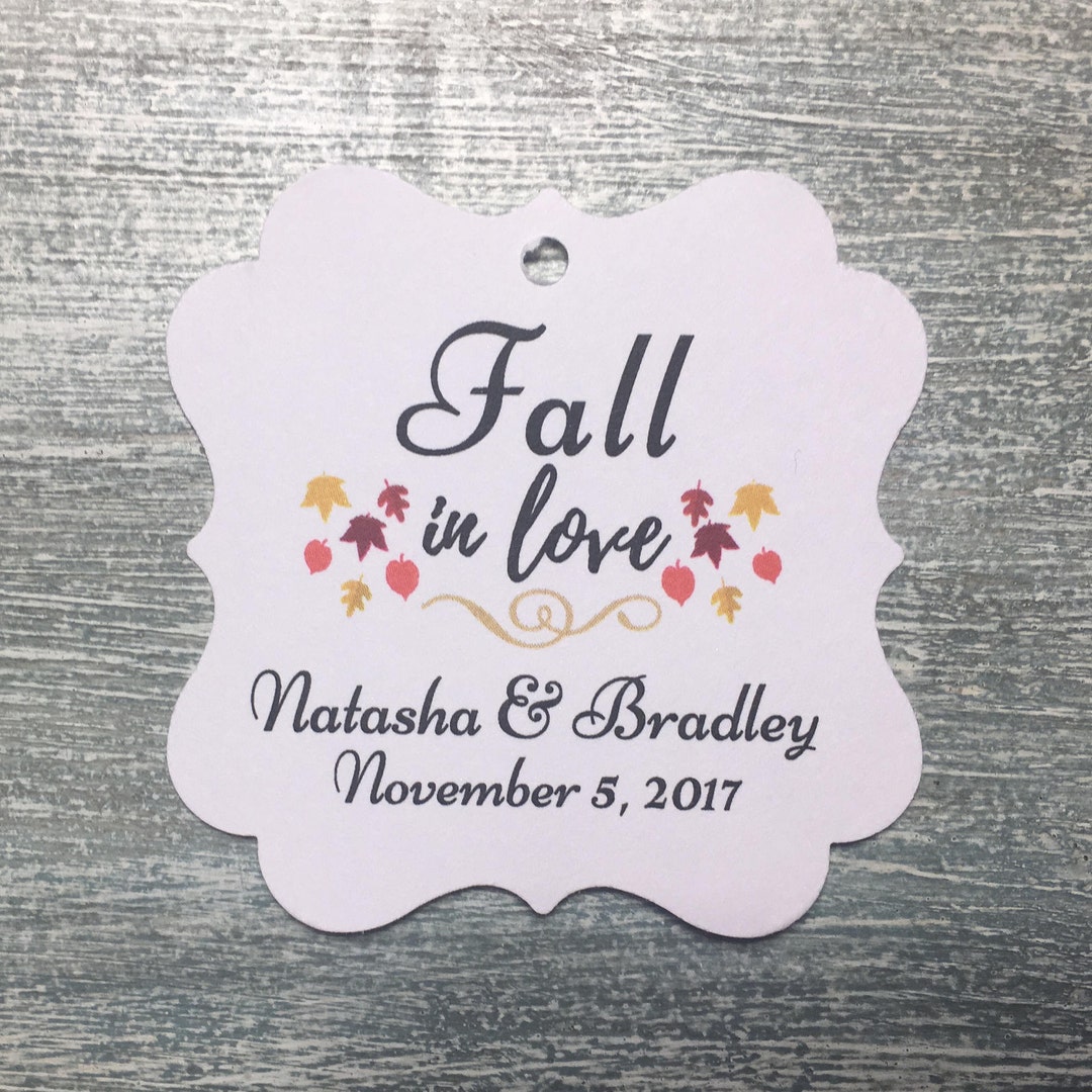 Fall in Love, Wedding Favor Tag, Bridal Shower Tag, Country Wedding ...