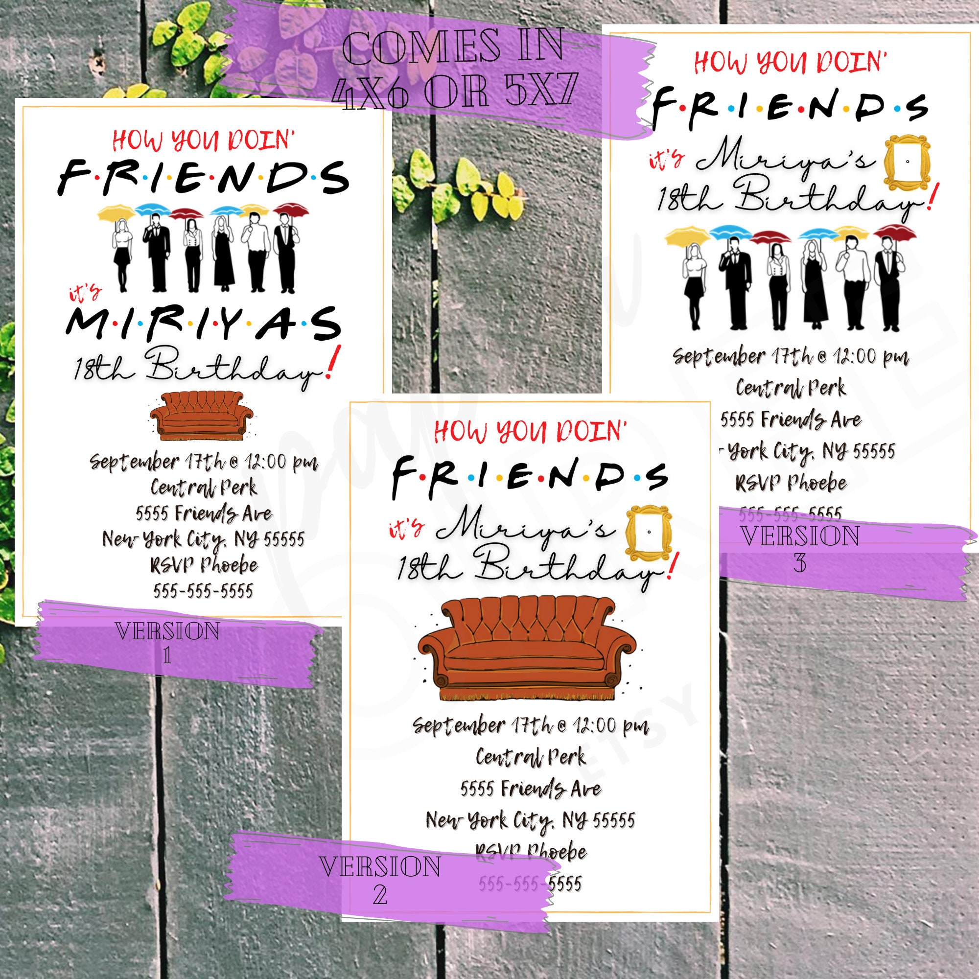 Friends Tv Show Inspired Digital Invitation Monica Chandler - Etsy