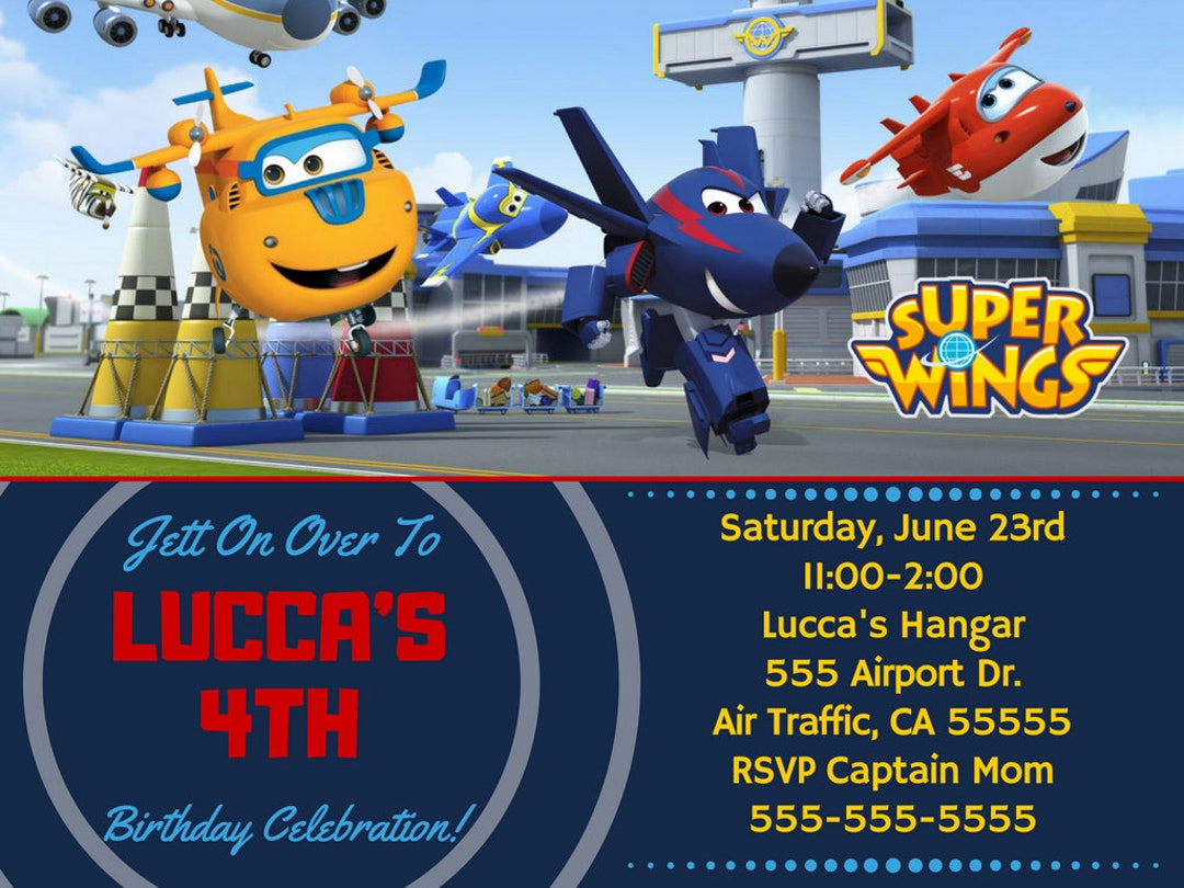 Super Wings Digital Birthday Invitation, Super Wings Birthday, Super ...