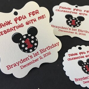 Mickey Mouse Birthday Favor Tags, Minnie Mouse Birthday Favors, Minnie ...