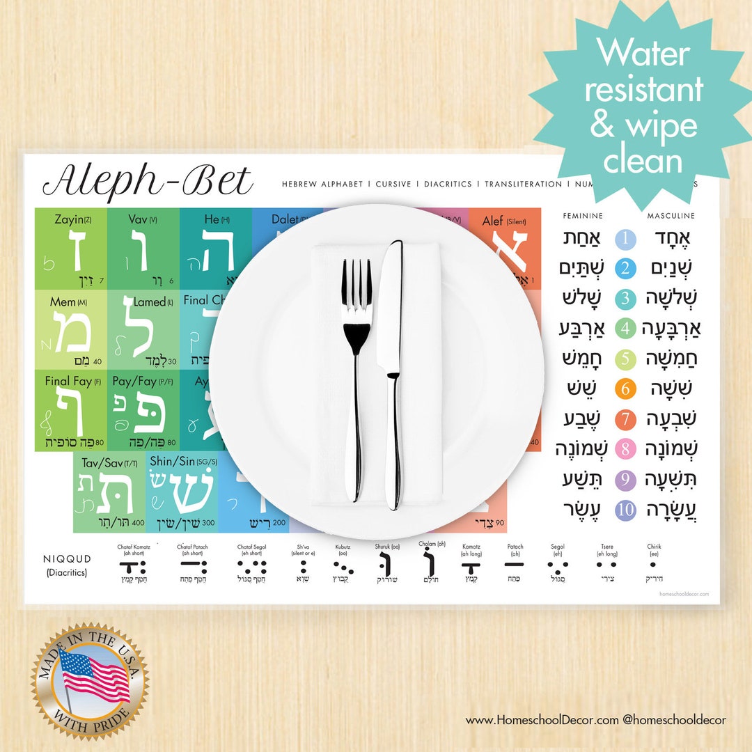 Learn Hebrew Placemat for Kids Aleph Bet Hebrew Alphabet Abc Hebrew ...