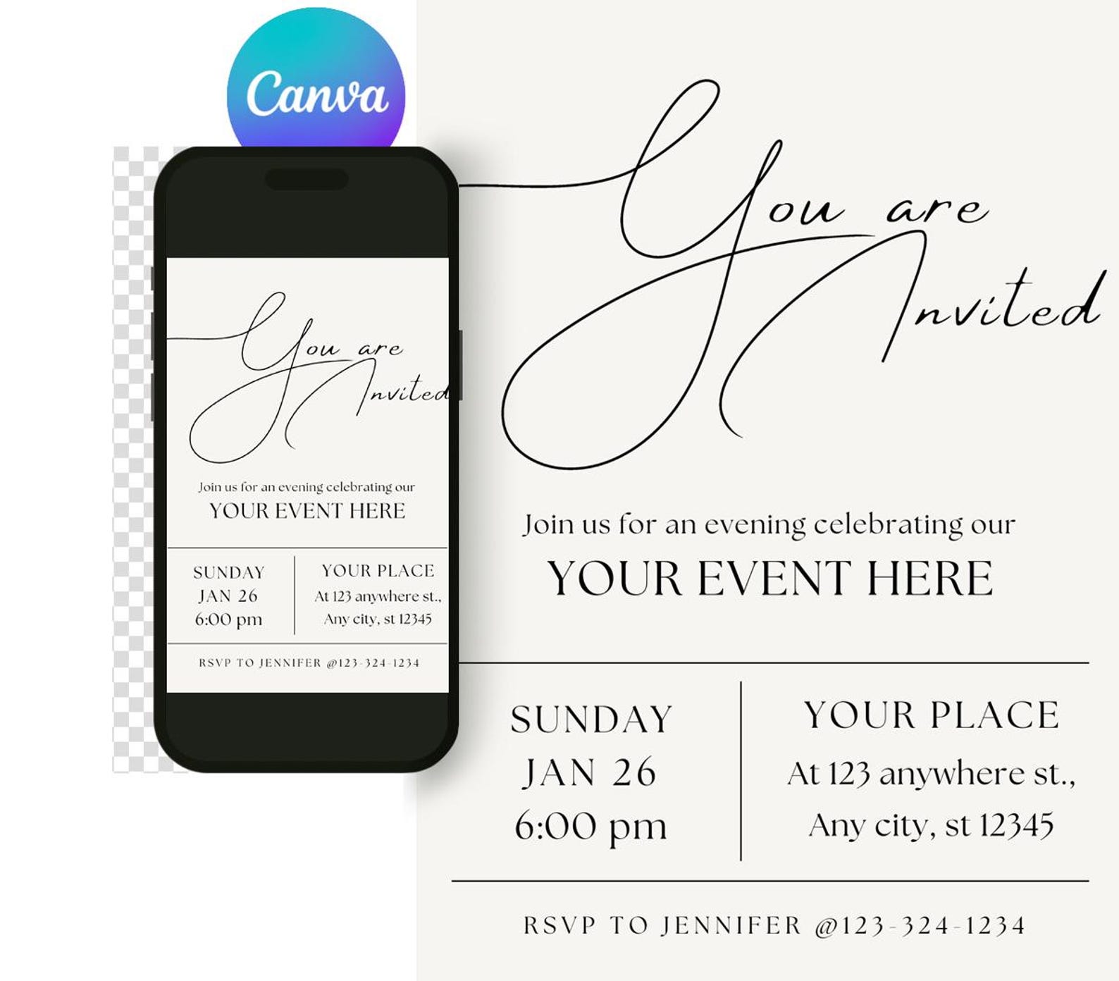 Modern Business Invitation Canva Template, Grand Opening, Digital You ...