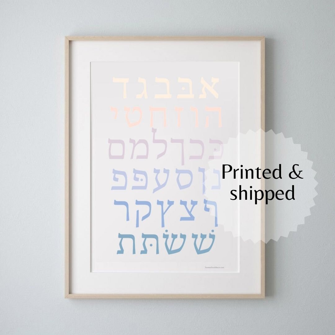 Aleph Bet Hebrew Alphabet Pastel Abc Poster Prints Educational Wall ...