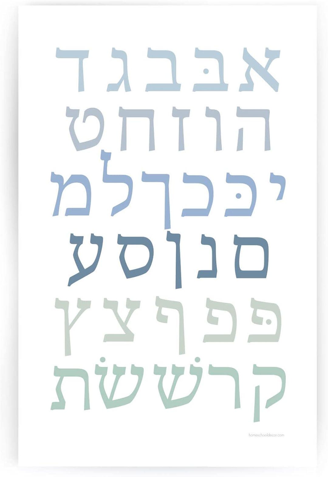 Aleph Bet Hebrew Alphabet Downloadable Abc Poster Prints Boys Room Wall ...