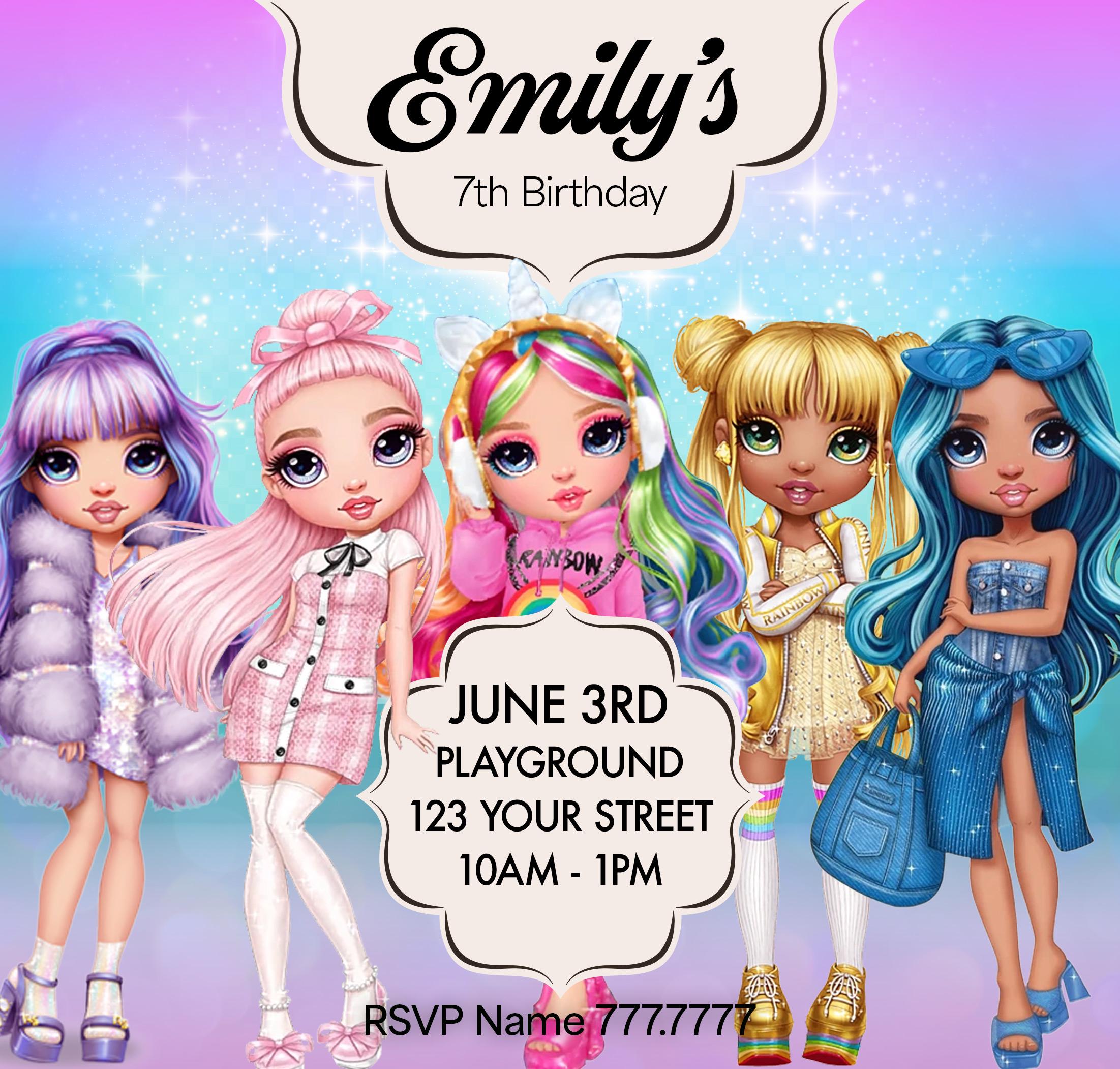 Rainbow High Invitation Girls Birthday Party CUSTOMIZABLE Canva ...