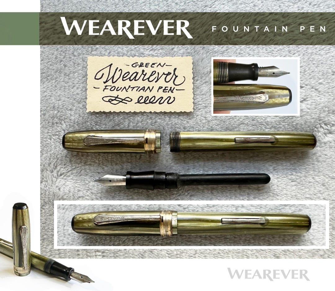 Vintage Green Marblized Wearever Lever Fill Fountain Pen - Etsy