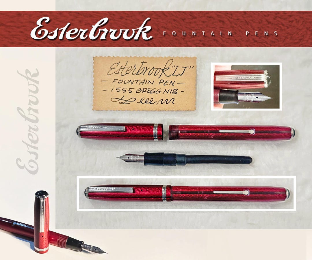 Nice Dubonnet Red Esterbrook ‘LJ’ Double Jeweled Fountain Pen - Etsy
