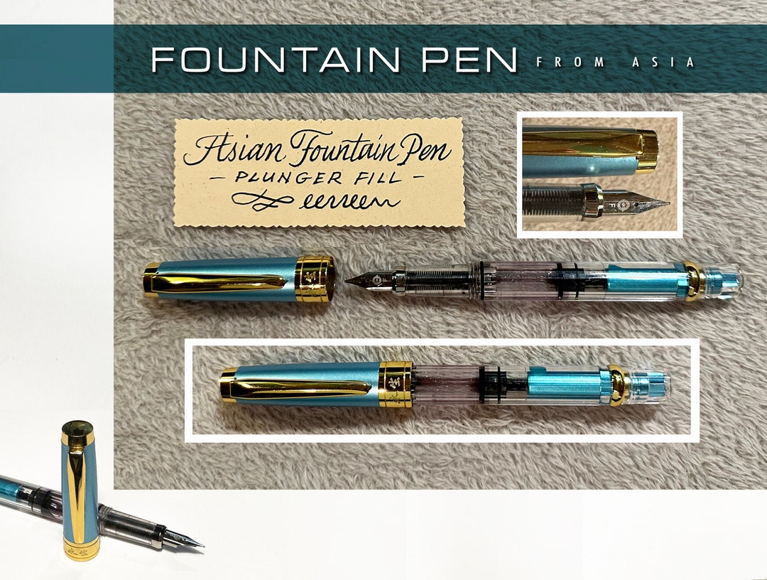 Aqua Green Plunger Fill Fountain Pen From Asia - Etsy