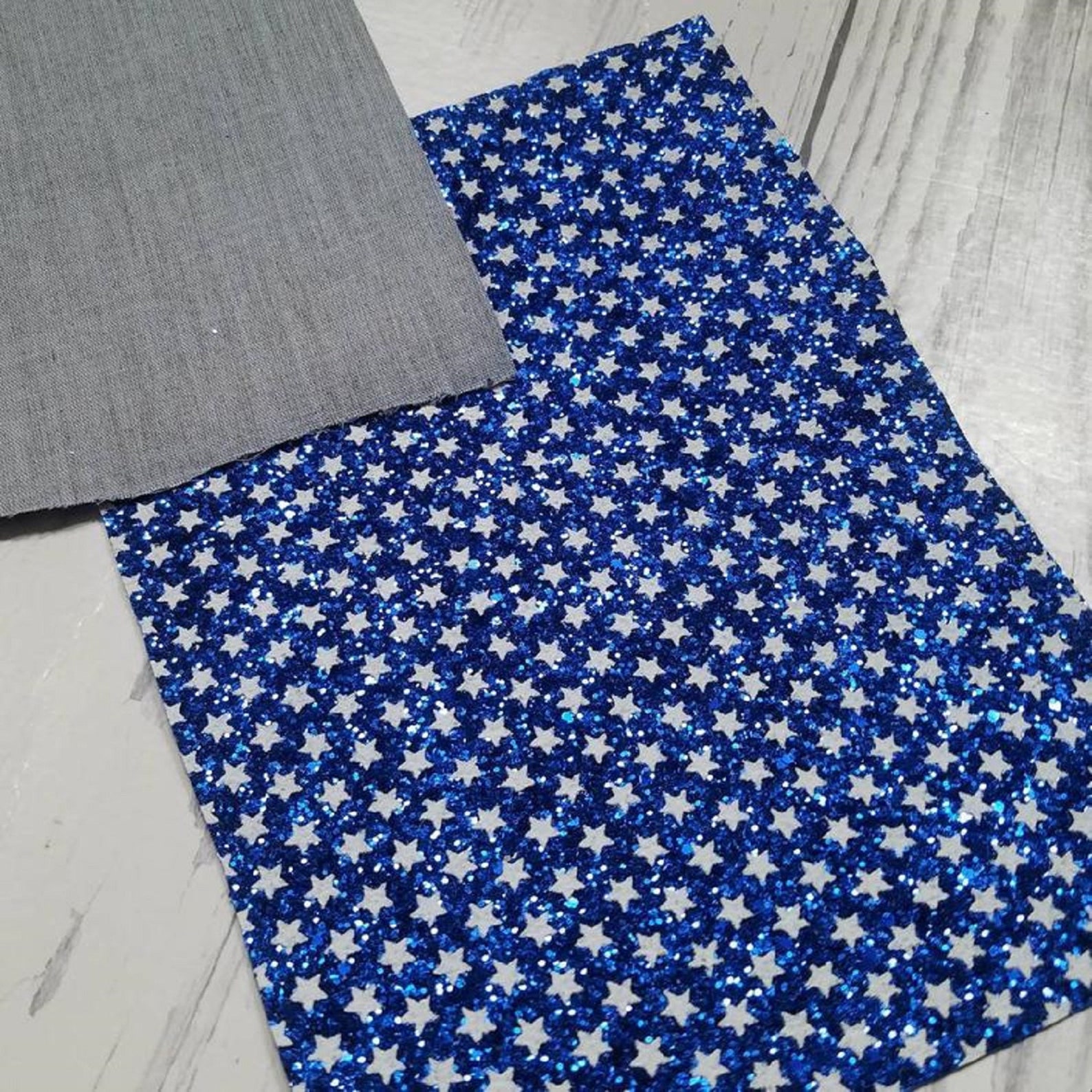 Glitter Sheets Royal Blue White Stars Chunky 7.75.x12.5 Faux - Etsy