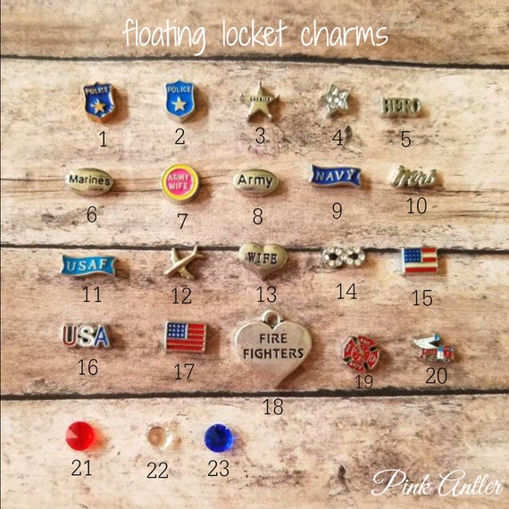 Floating Charms Army Air Force Fire Wife Mom Police Sheriff | Etsy