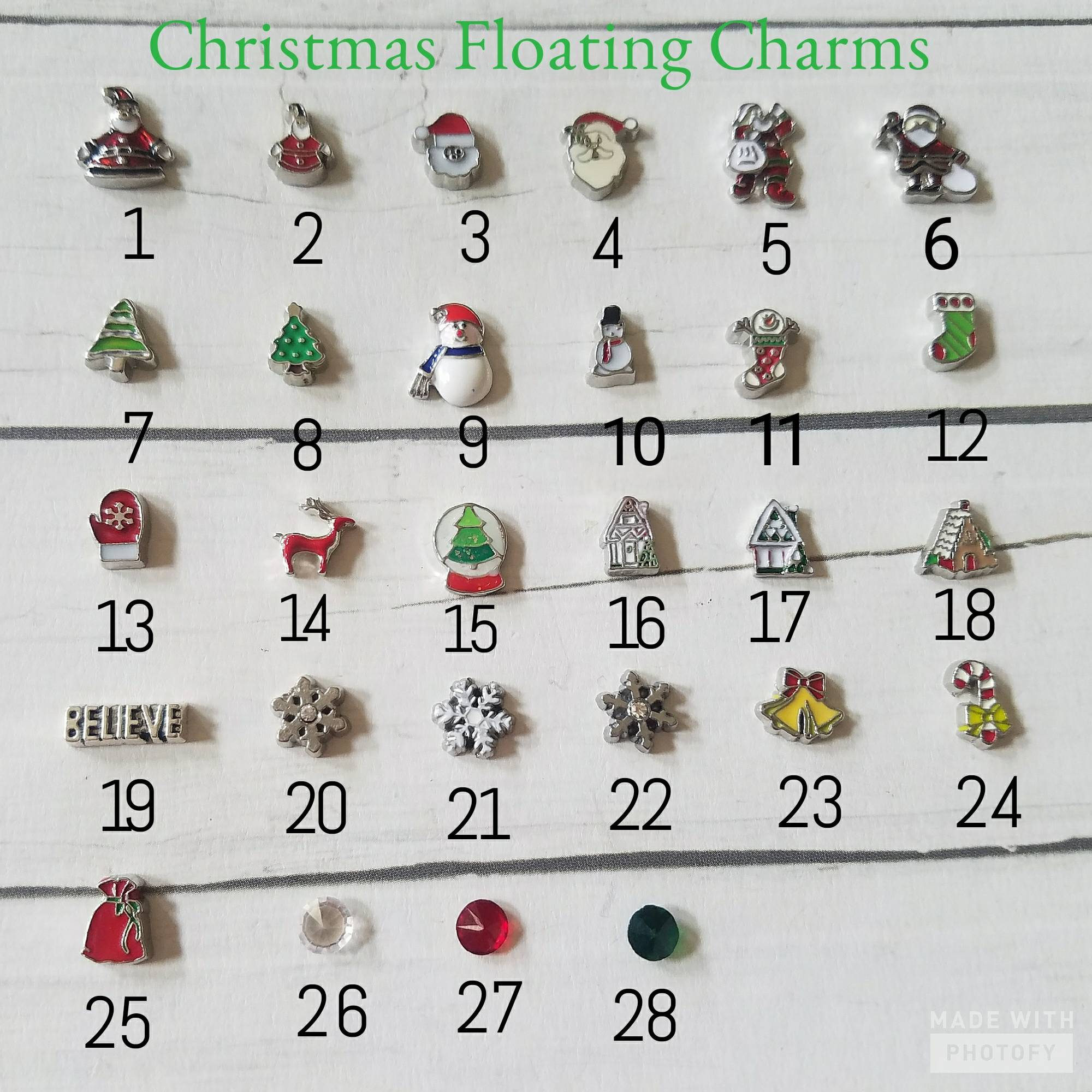 Christmas Floating Locket Charms --- Santa Claus Stockings Snowflake ...