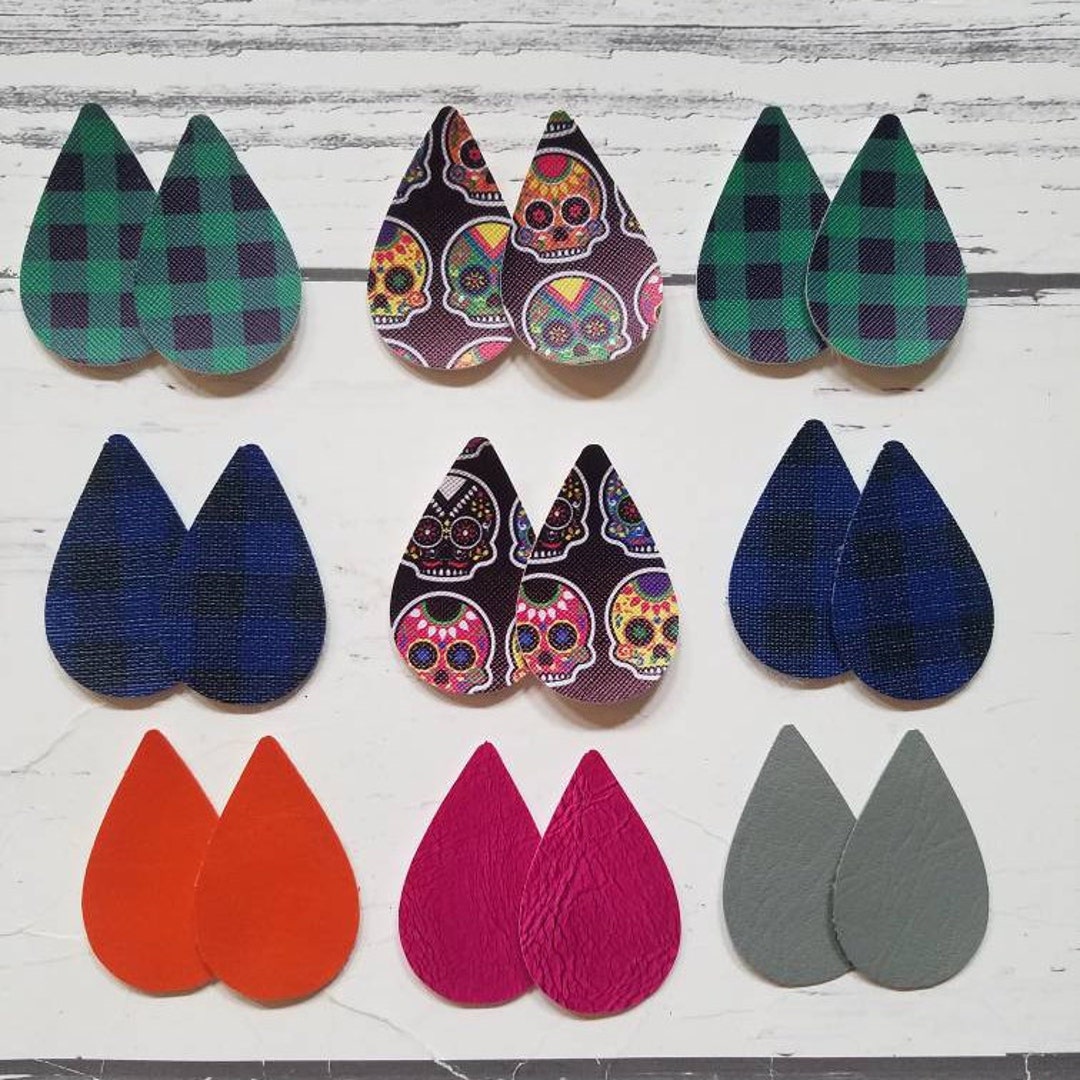 Faux Leather Teardrop Shapes Diy Earrings Fake Leather SET of 9 Pair ...