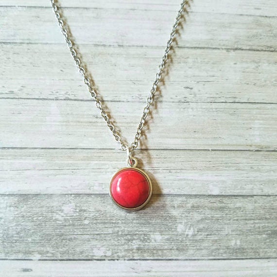 Howlite Pendant Necklaces With Matching Stud Earrings Red | Etsy